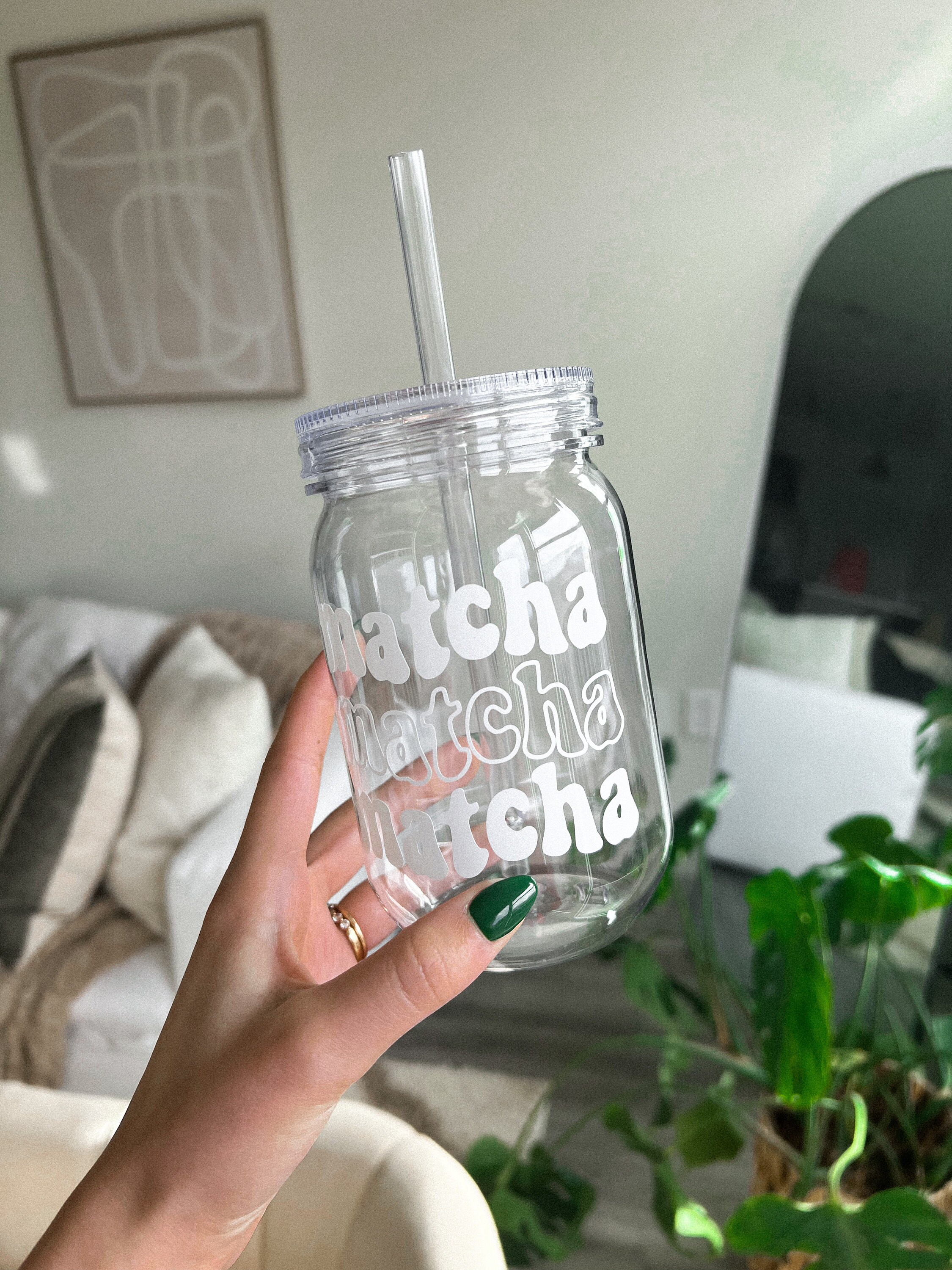 Matcha Matcha Matcha Iced Coffee Cup | 24 Oz Plastic Mason Jar Iced ...