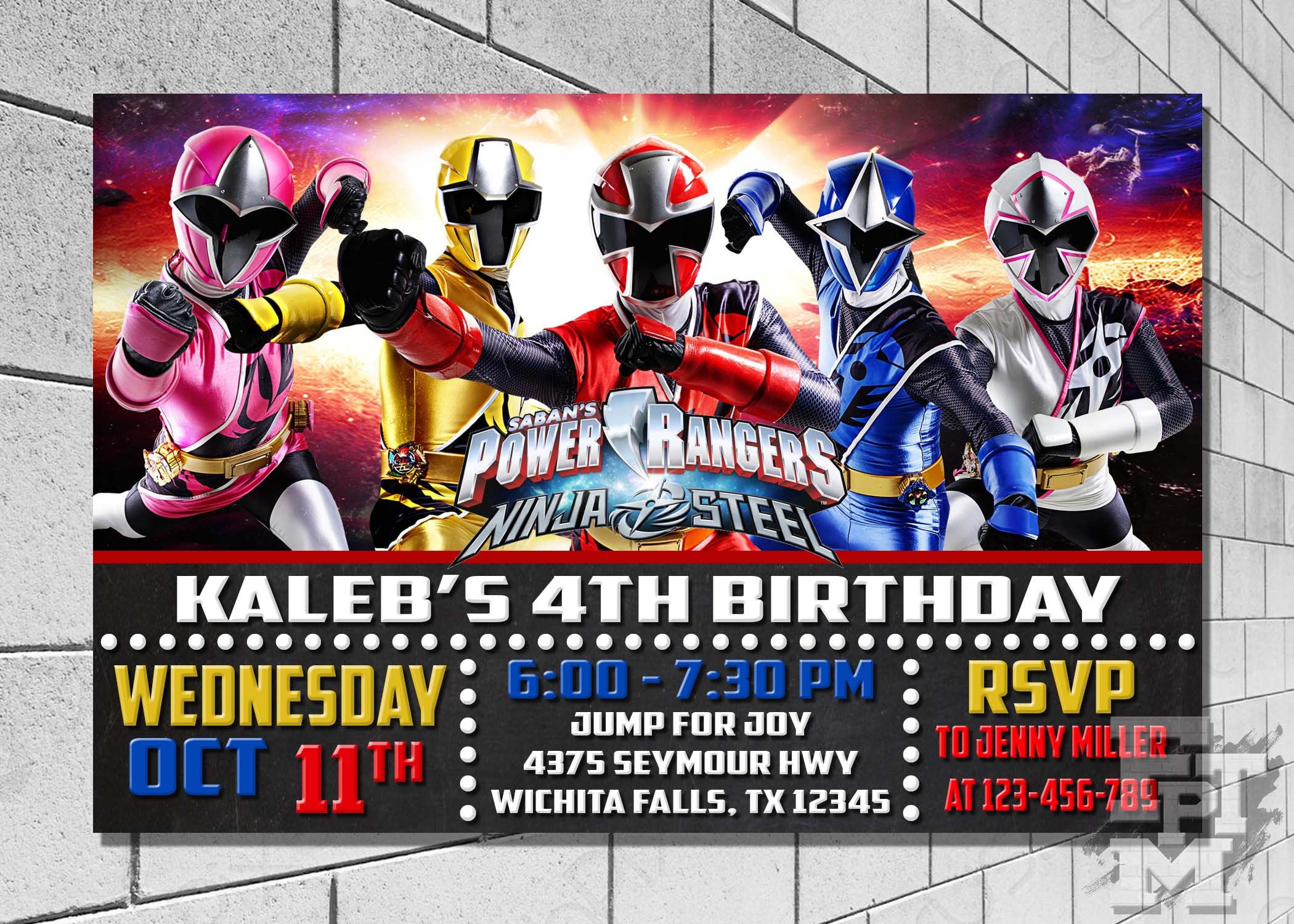Power Rangers Birthday Invitation Ninja Steel Birthday Card | Etsy