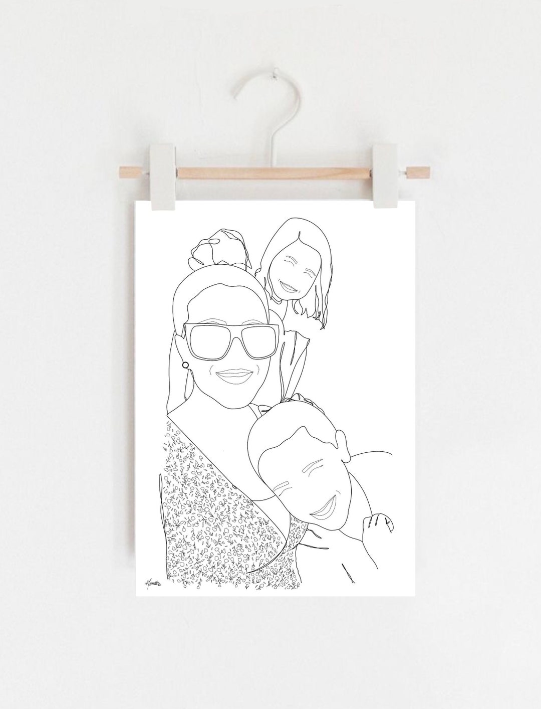 Digital CUSTOM LINE DRAWING Portraits - Etsy