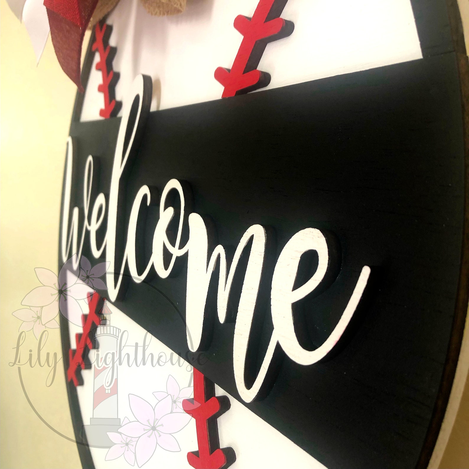 Baseball Welcome Door Round, Door Sign, Wreath - Etsy
