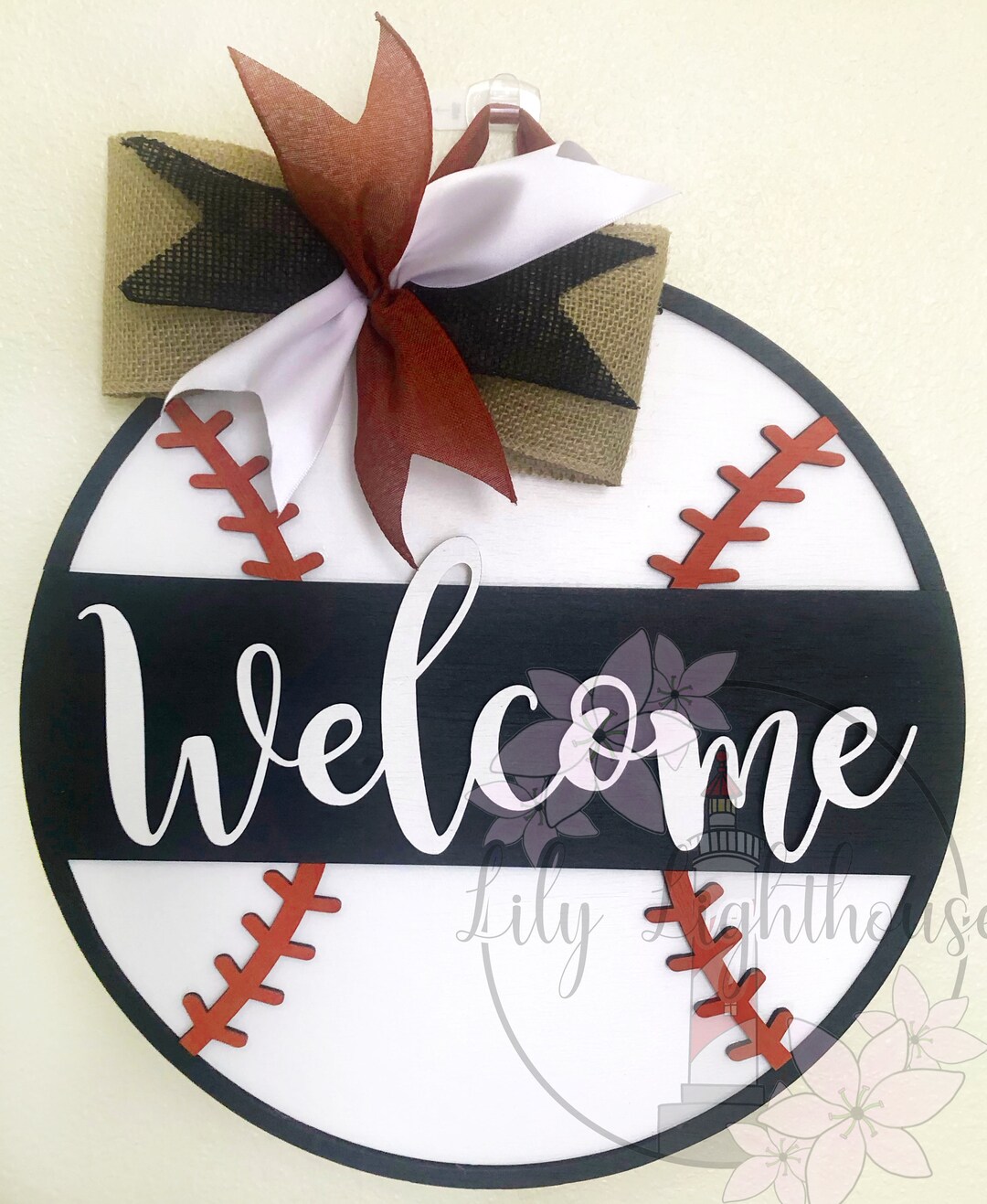 Baseball Welcome Door Round, Door Sign, Wreath - Etsy