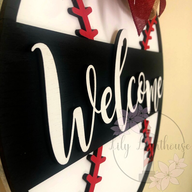 Baseball Welcome Door Round, Door Sign, Wreath - Etsy