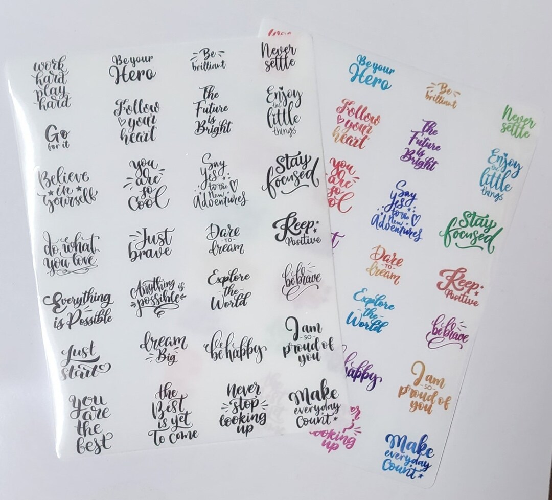 Stickers, Clear Inspirational Stickers, 2 Full Sheets, Waterproof ...