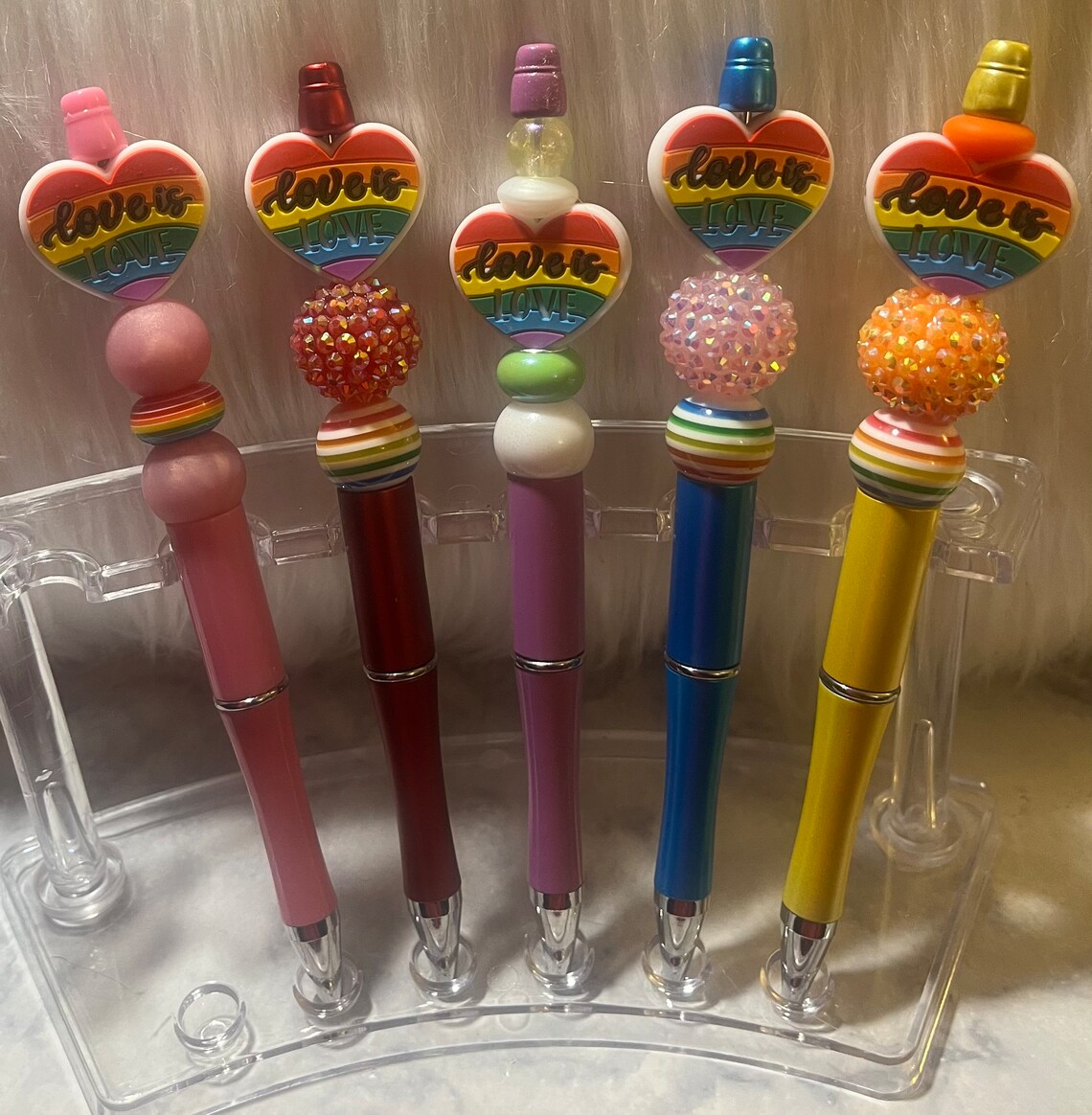 Love is Love Beaded Pen/decorated Pen/gift/black Ink Pen/ Ready to Ship ...
