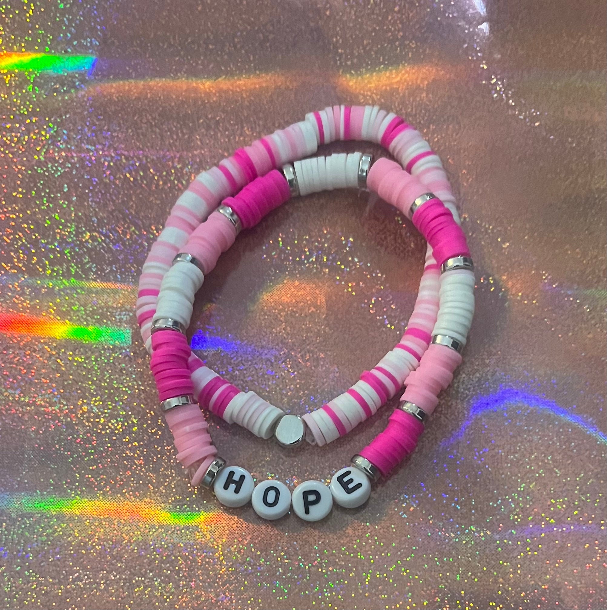 Breast Cancer Awareness Set/handmade/ Custom/ Gifts/clay Beads - Etsy