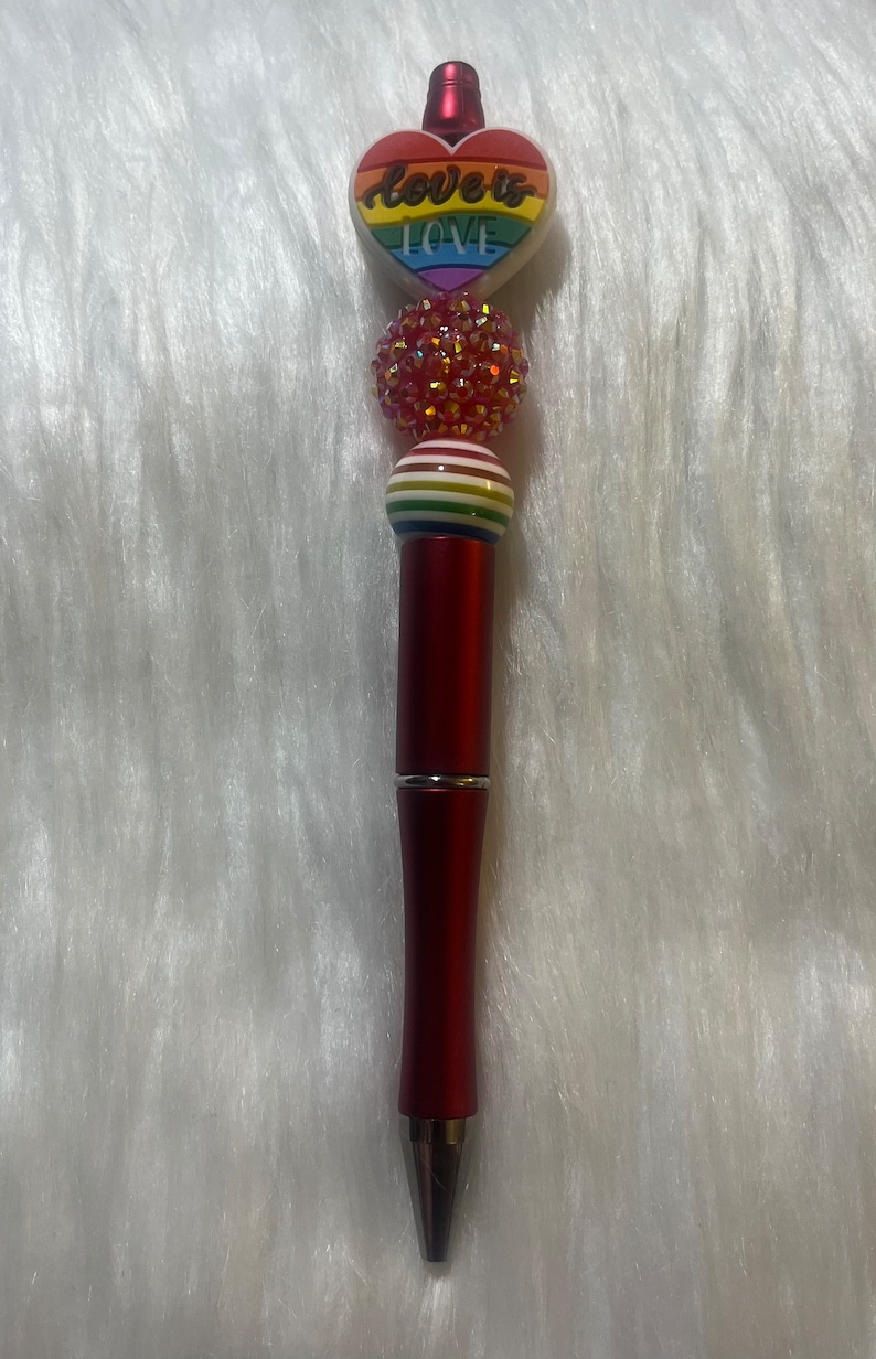 Love is Love Beaded Pen/decorated Pen/gift/black Ink Pen/ Ready to Ship ...