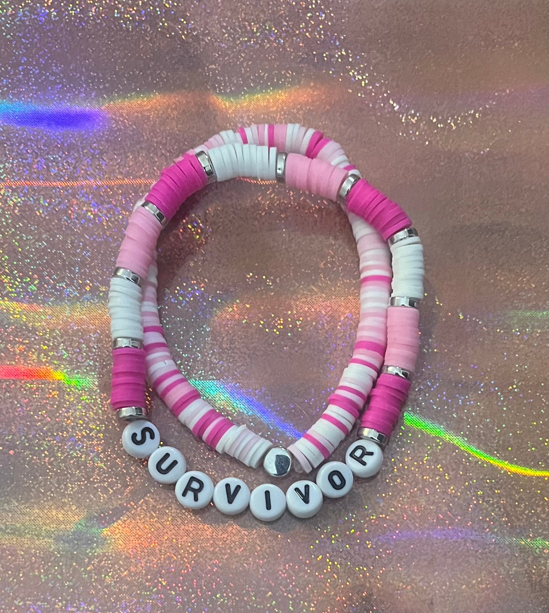 Breast Cancer Awareness Set/handmade/ Custom/ Gifts/clay Beads - Etsy