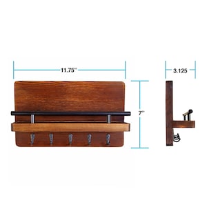 Key Holder and Mail Shelf - Entryway Decorative Wooden Wall Organizer ...