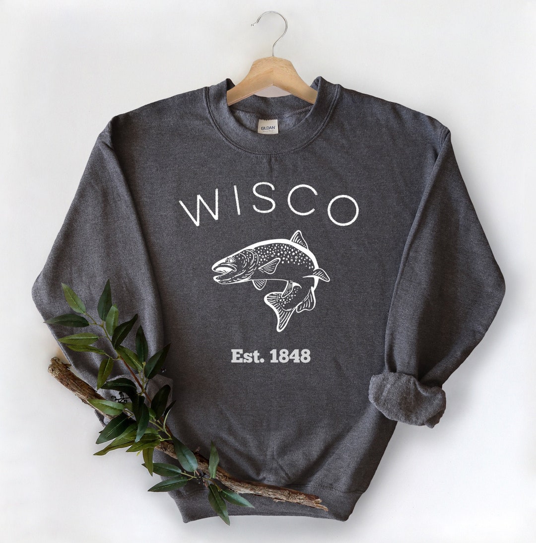 Wisco Wisconsin Grey Sweatshirt wisconsin shirt fishing - Etsy Italia