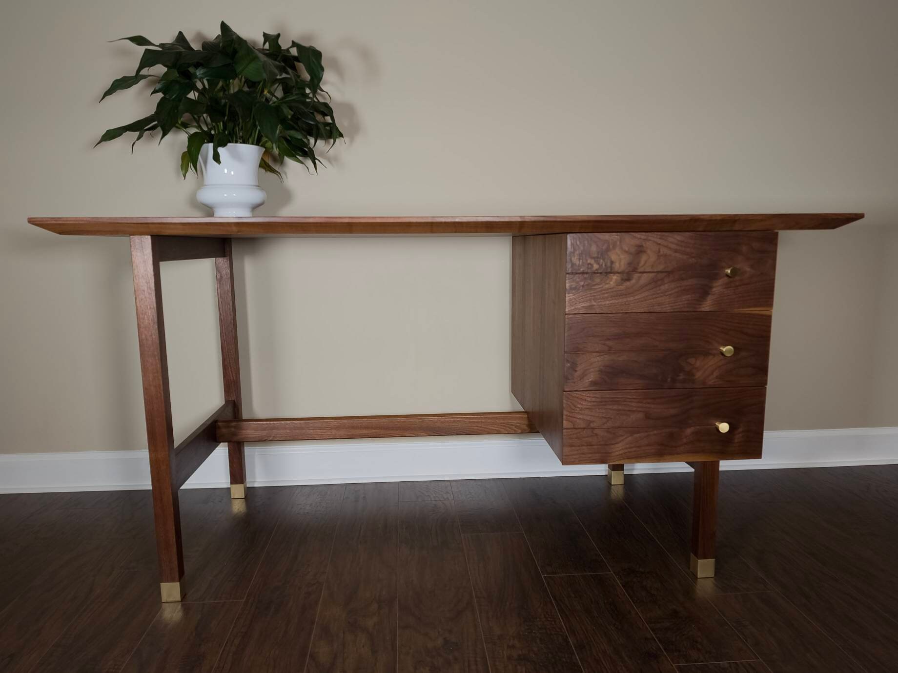 Solid Walnut Mid Century Modern Desk | Writing Desk | Office Desk - Etsy