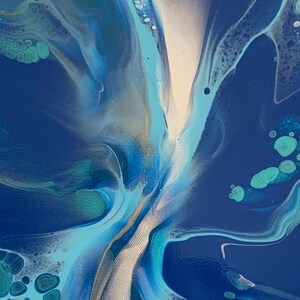 Blue Dutch Pour Painting on 10 X 20 Gallery Wrapped Canvas, blue Wind ...