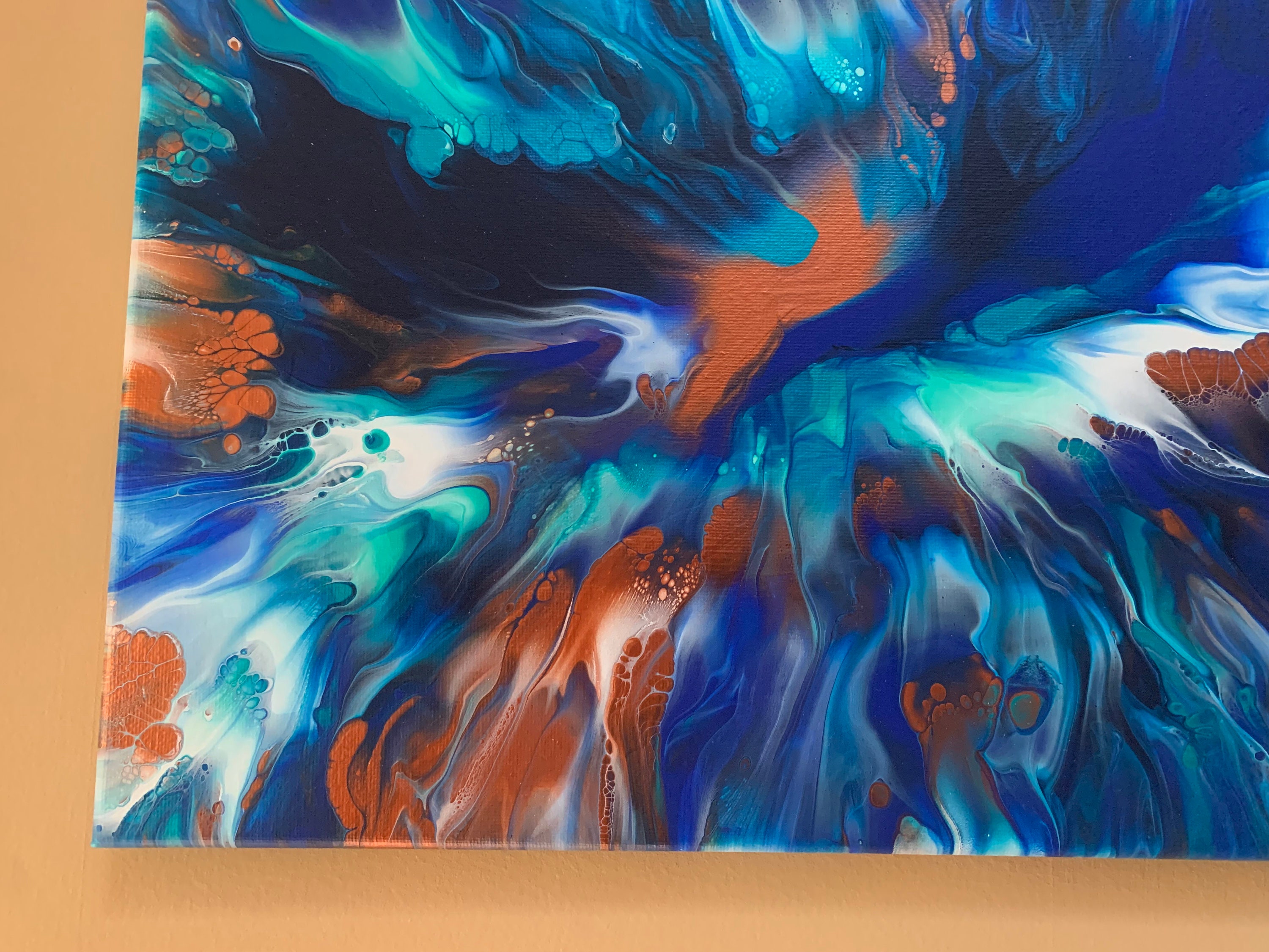 Blue & Copper Fluid Art Painting on 12 X 16 - Etsy