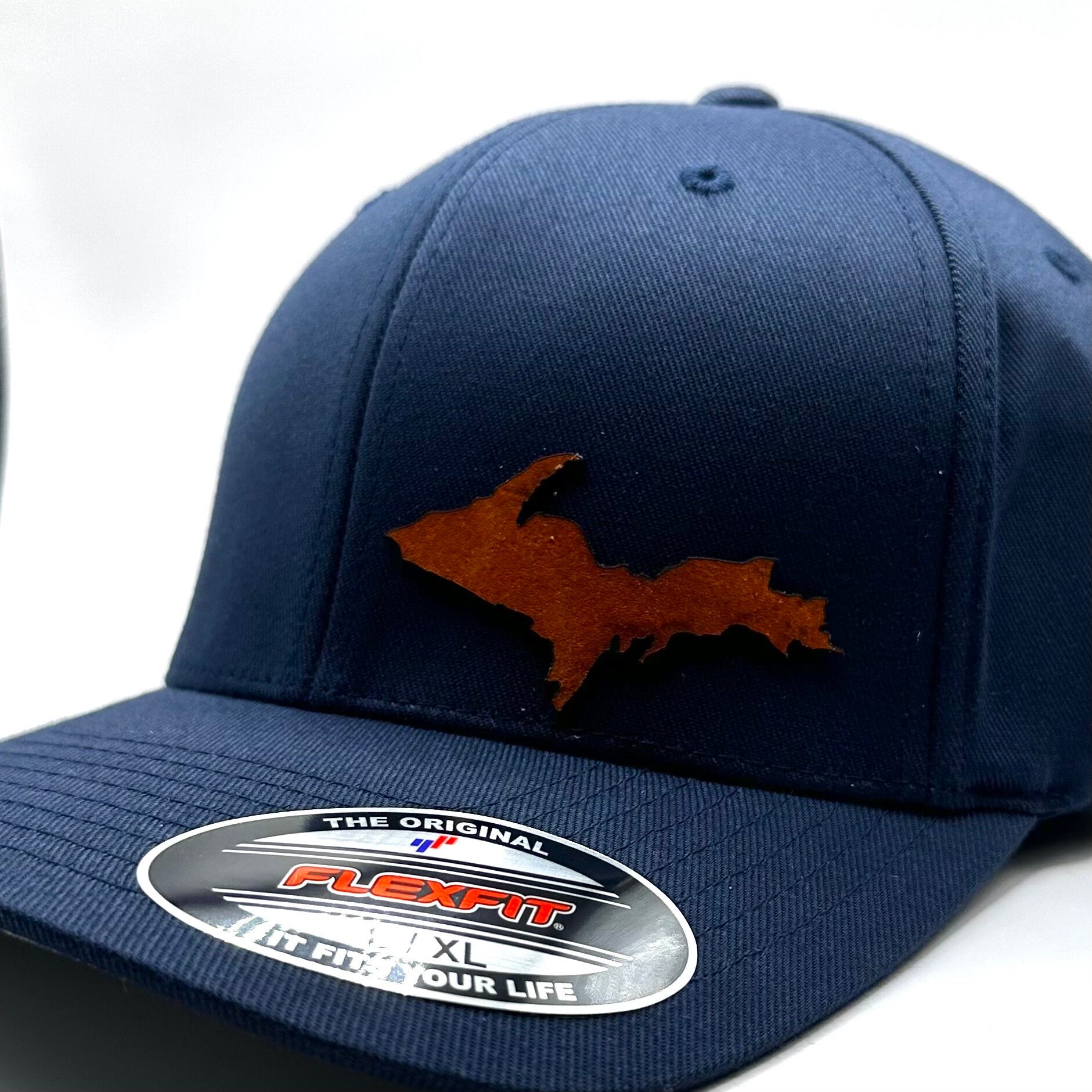 Michigan Upper Peninsula Leather Patch Flex Fit Hat - Etsy