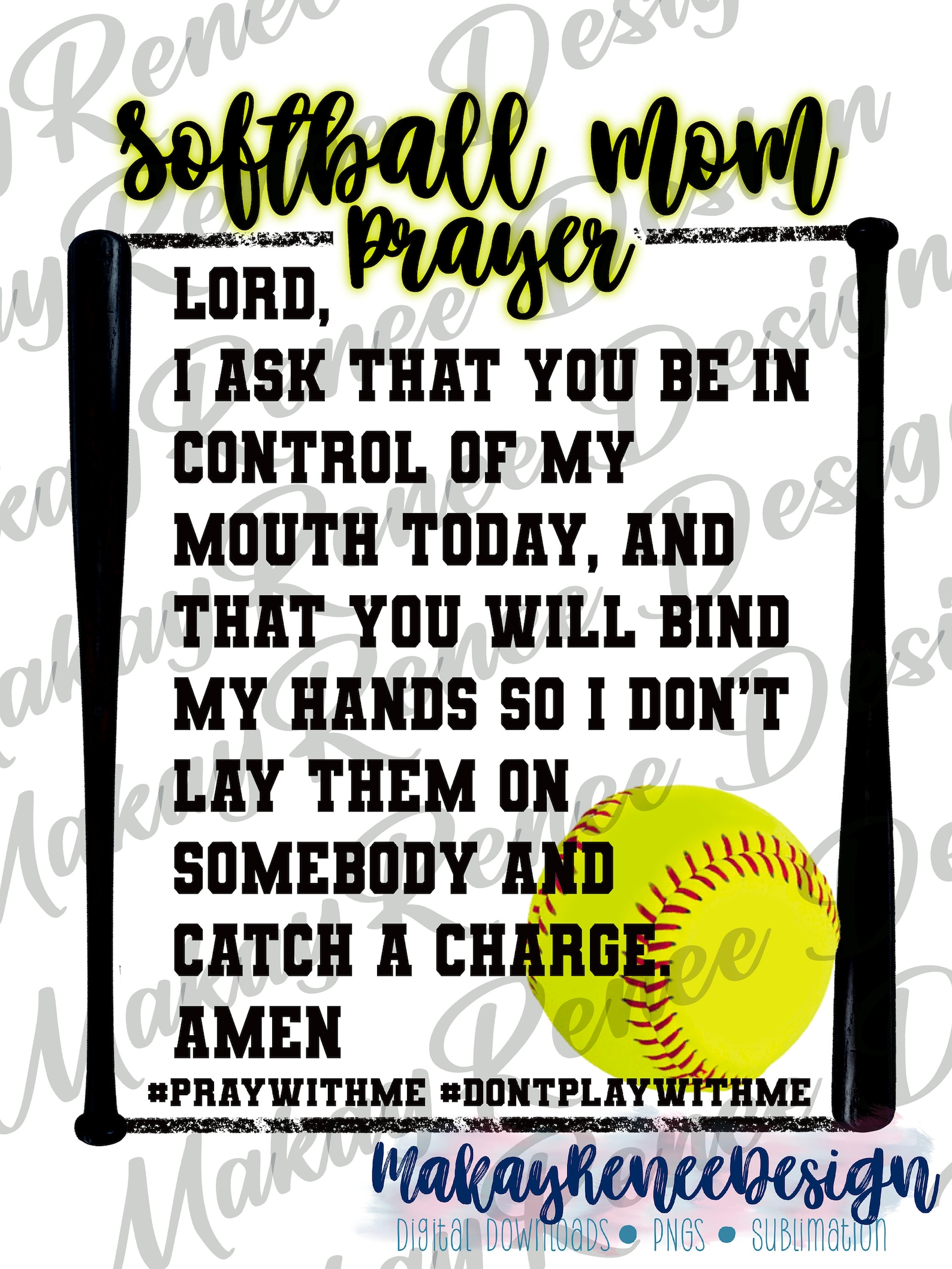 Softball Mom Prayer PNG, Game Day Shirt, Sublimation Design, Ballgame ...