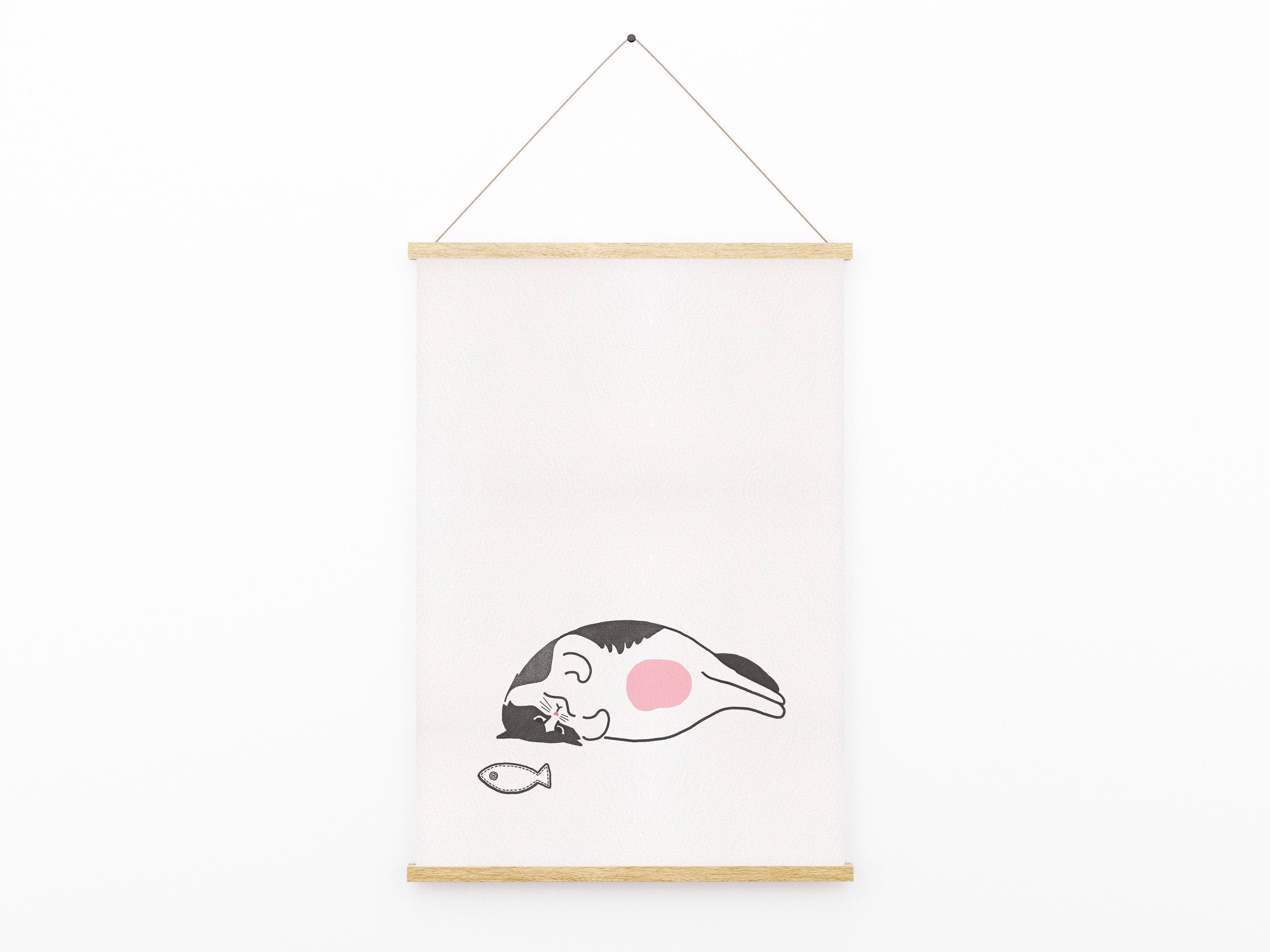 Cute Chubby Cat Drawing, Printable Poster, Cat Poster, Digital Wall Art ...