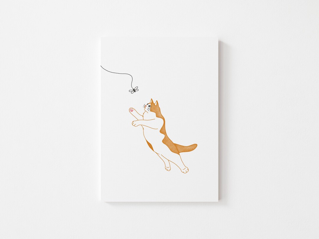 Playing Cat Art Print, Cute Illustration (digital Download) - Etsy