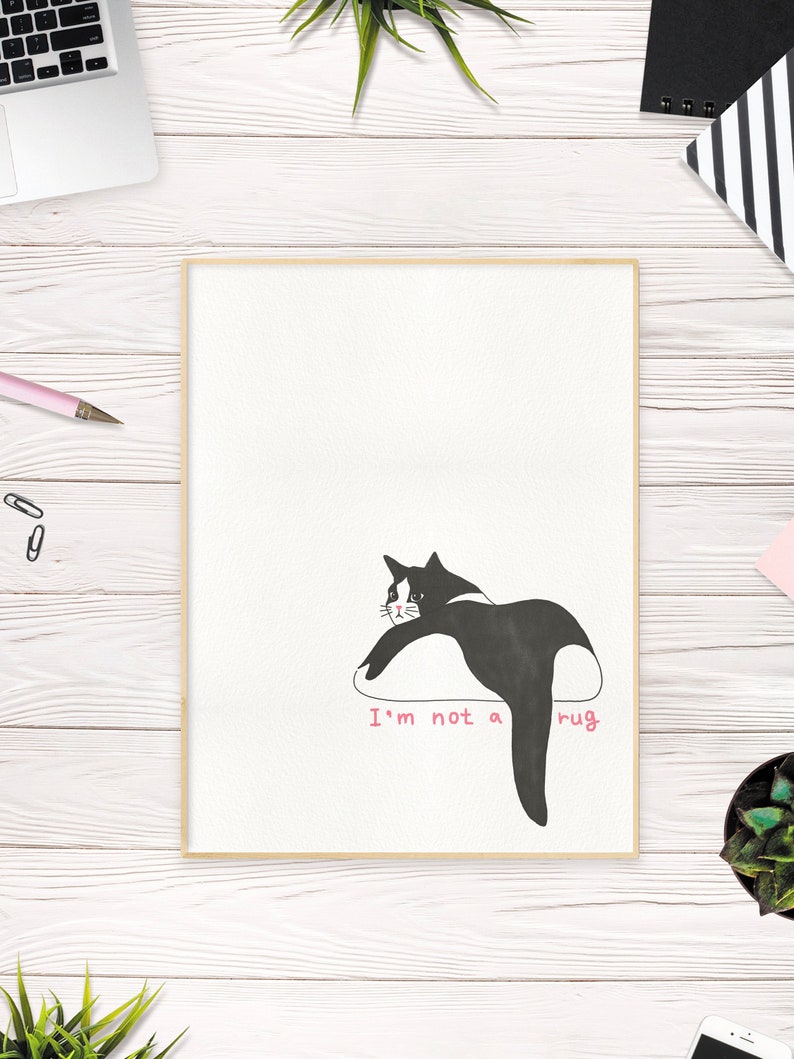 Cute Chubby Cat Drawing, Printable Poster, Cat Poster, Digital Wall Art ...