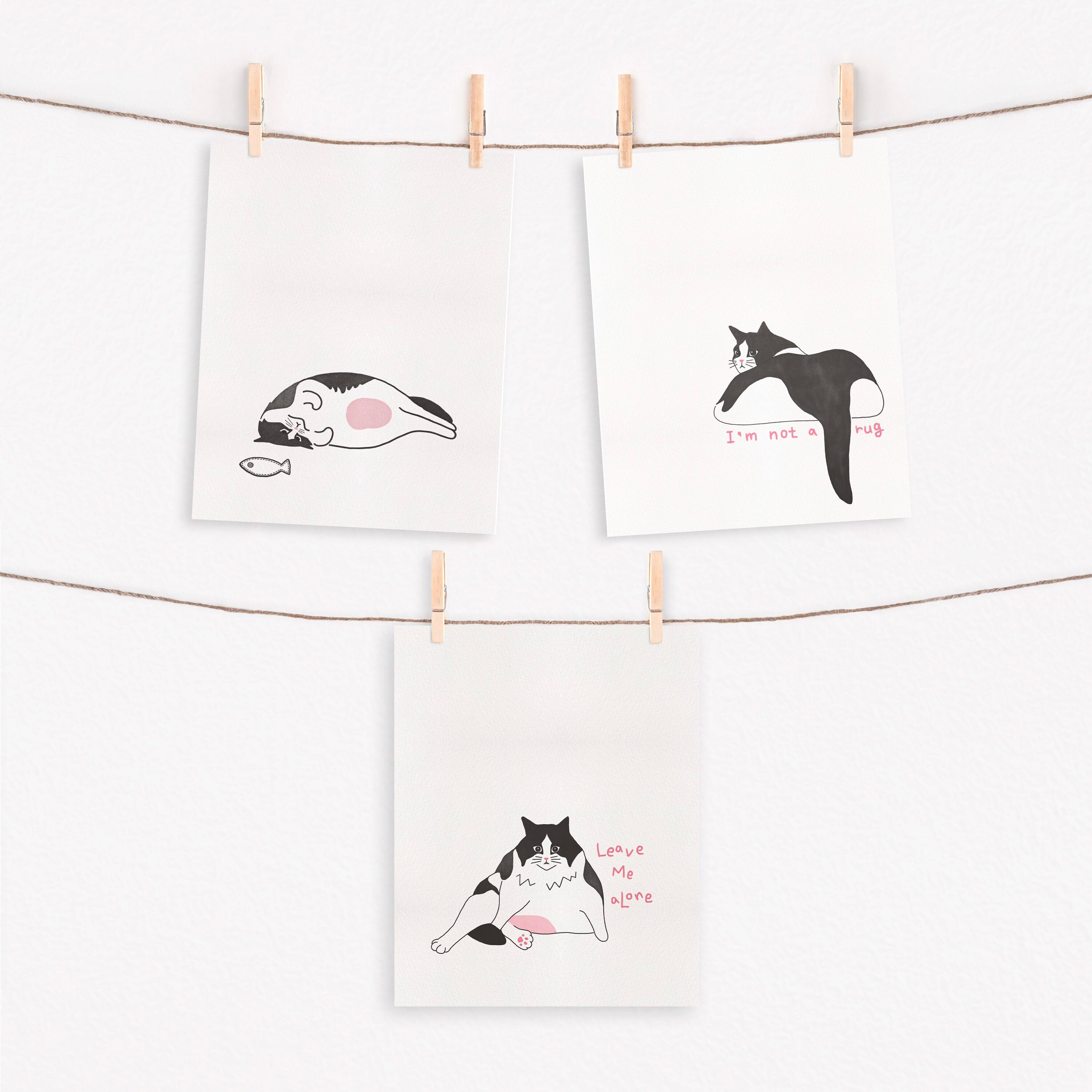 Cute Chubby Cat Drawing, Printable Wall Art (digital Download) - Etsy