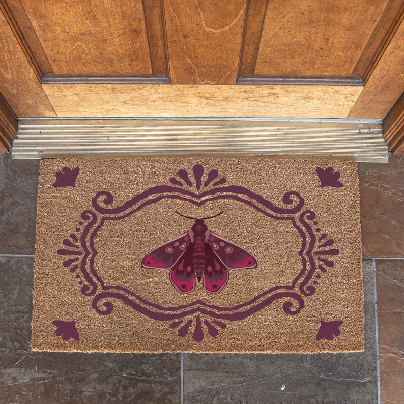 Moth Maroon Welcome Door Mat, Celestial Goth, Gothic Theme - Etsy