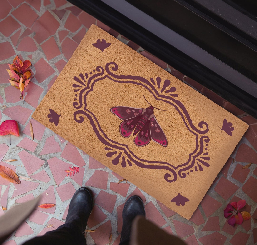 Moth Maroon Welcome Door Mat, Celestial Goth, Gothic Theme - Etsy