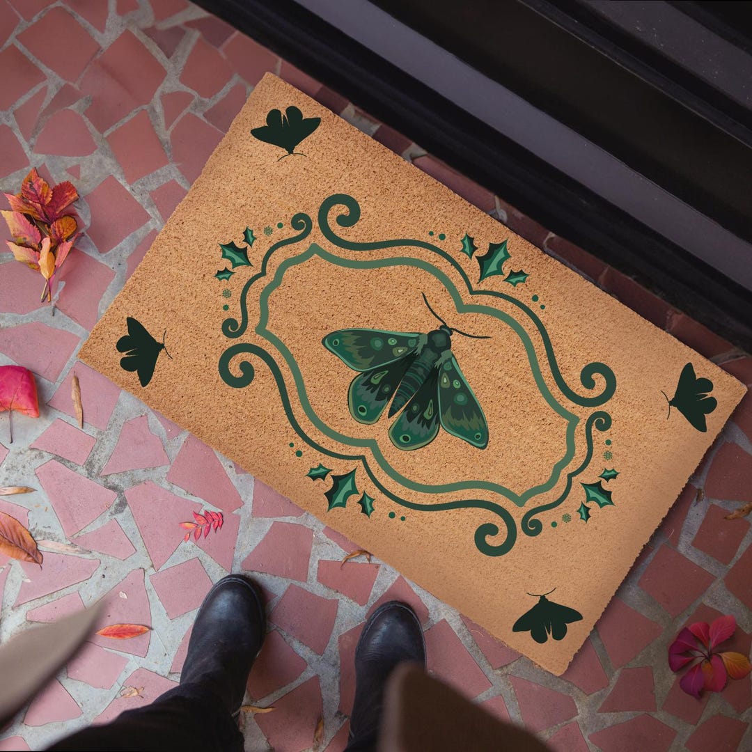 Moth Green Welcome Doormat: Gothic Celestial Front Door Decor - Etsy