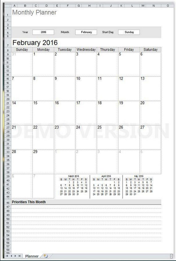 Calendrier mensuel simple réutilisable et personnalisable | Etsy