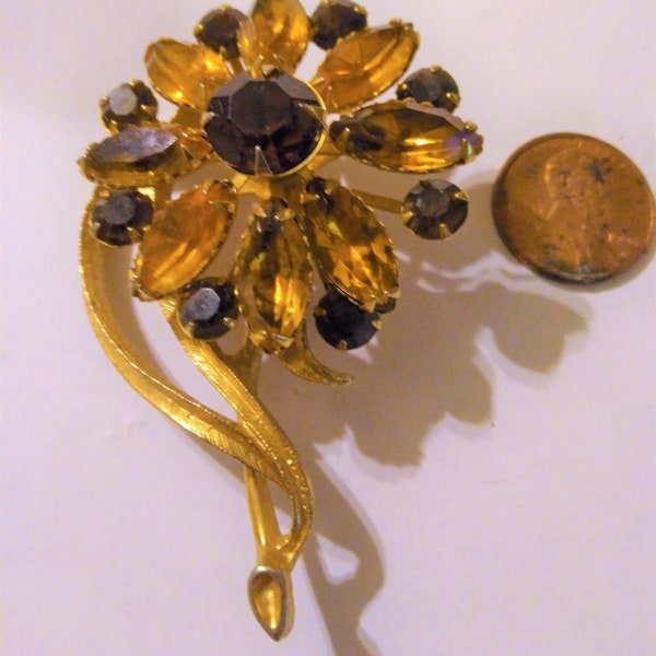 Amber Rhinestone Pin - Etsy