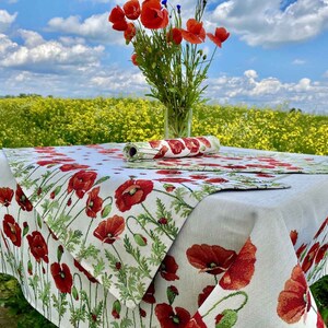 Poppy Ornaments, Spring, Tablecloth’s, Textile, Floral Tablecloth ...