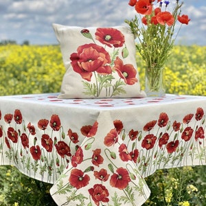 Poppy Ornaments, Spring, Tablecloth’s, Textile, Floral Tablecloth ...