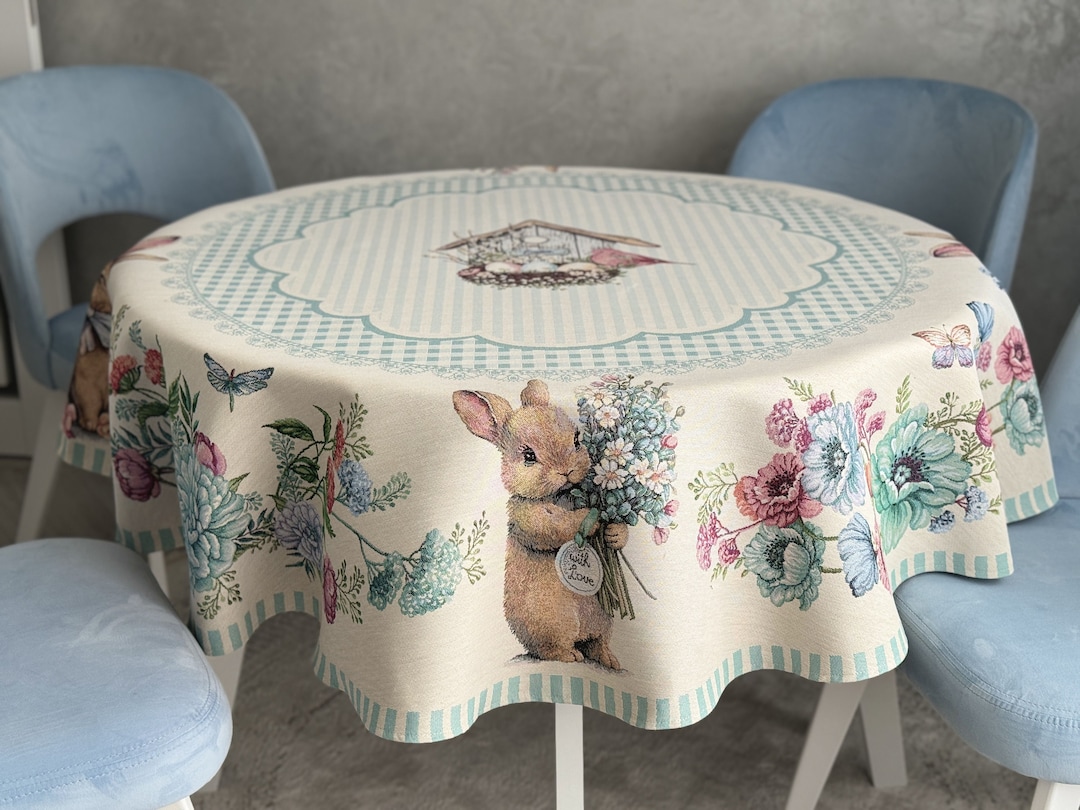 Easter Collection, Easter Textile, Easter Tablecloth With Eggs Bunny ...