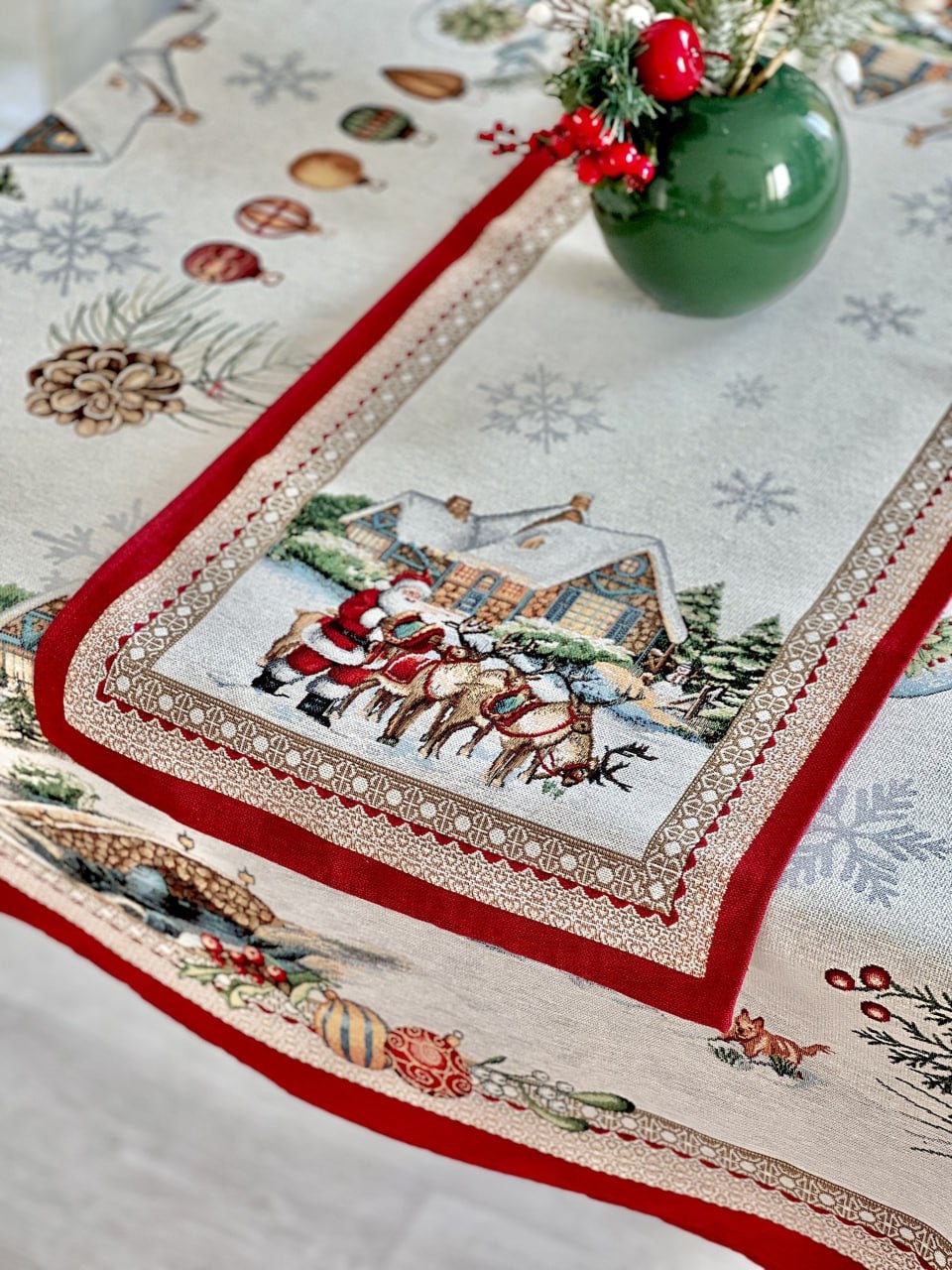 Santa Table Runner, Decorative Table Runner, Winter Table Runner ...