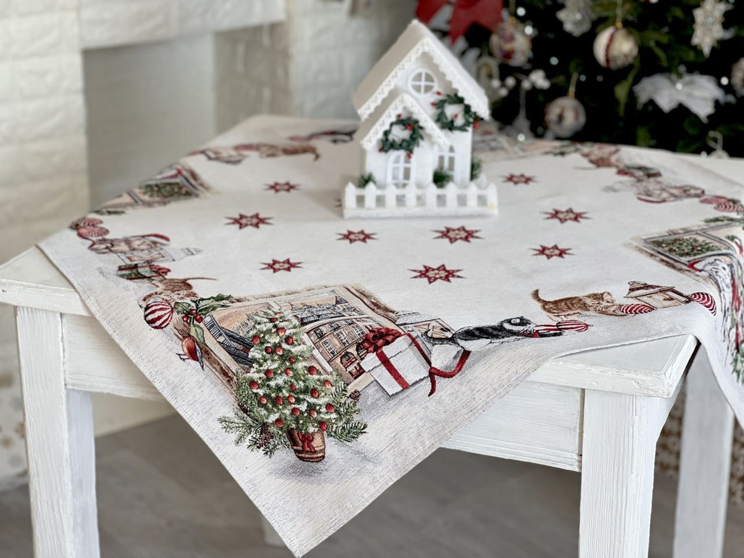 Christmas Square Tablecloth, Tapestry Tablecloth, Decorative Table ...