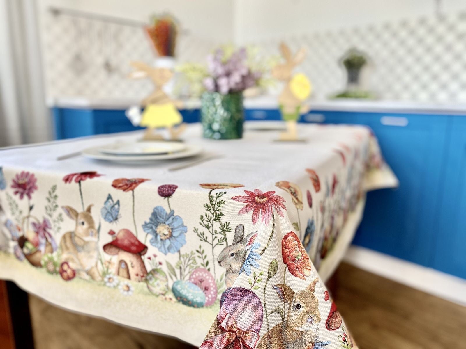 Easter Linens, Easter Textile, Easter Tablecloth With Eggs, Table ...