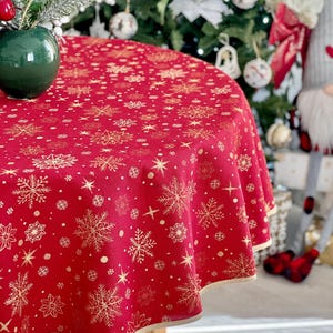 Custom Size, Christmas Round Table Linens for Home Decorating, Holiday ...