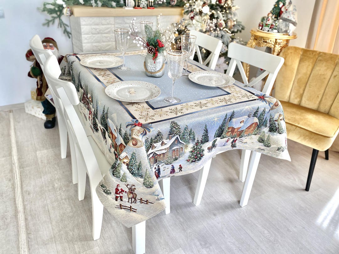 Winter Tablecloth for Christmas, Decorative Christmas Tablecloth ...
