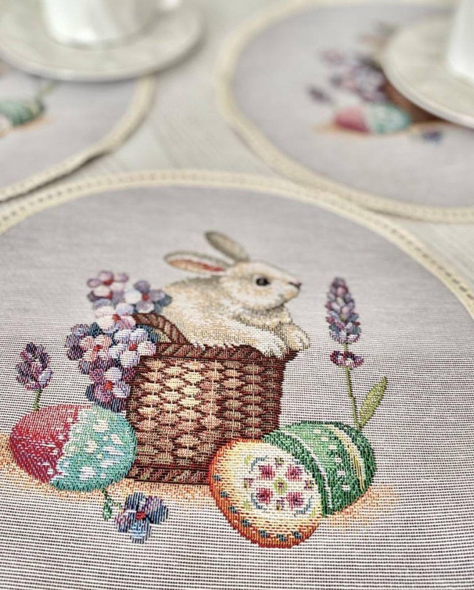 Easter Tablecloths, Easter Textile, Easter Tablecloth With Eggs Bunny ...