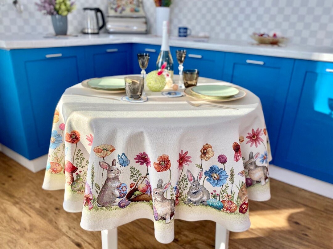 Easter Tablecloths, Easter Textile, Easter Tablecloth With Eggs Bunny ...