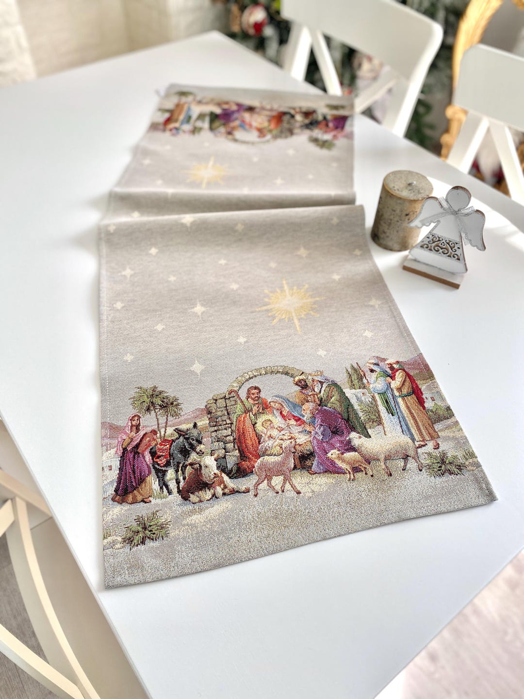 Holy Night Tablecloth, Religious Scene, Christmas Nativity, Decorations ...