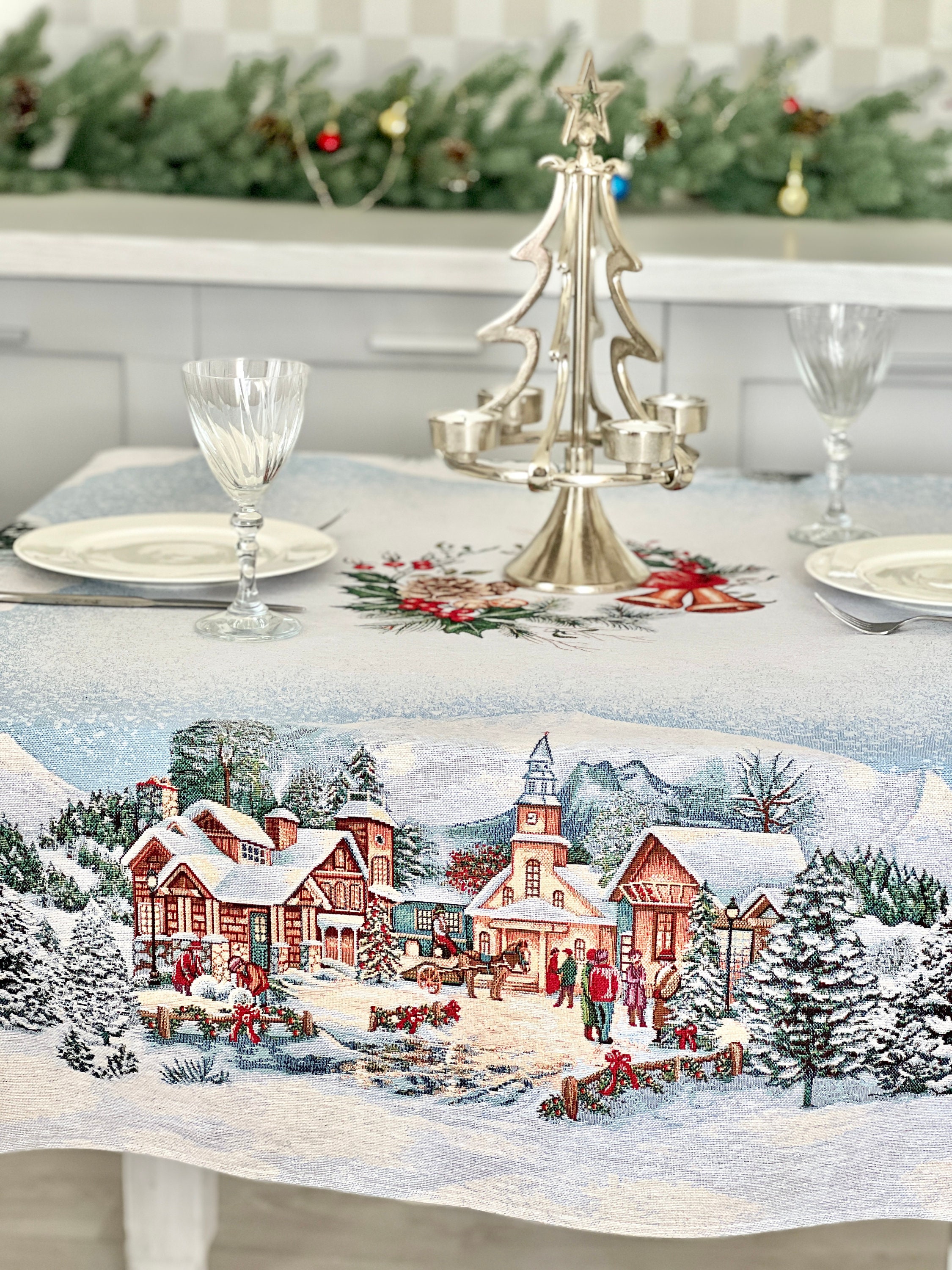 Rectangle Winter Tablecloth Winter in Switzerland New Year - Etsy