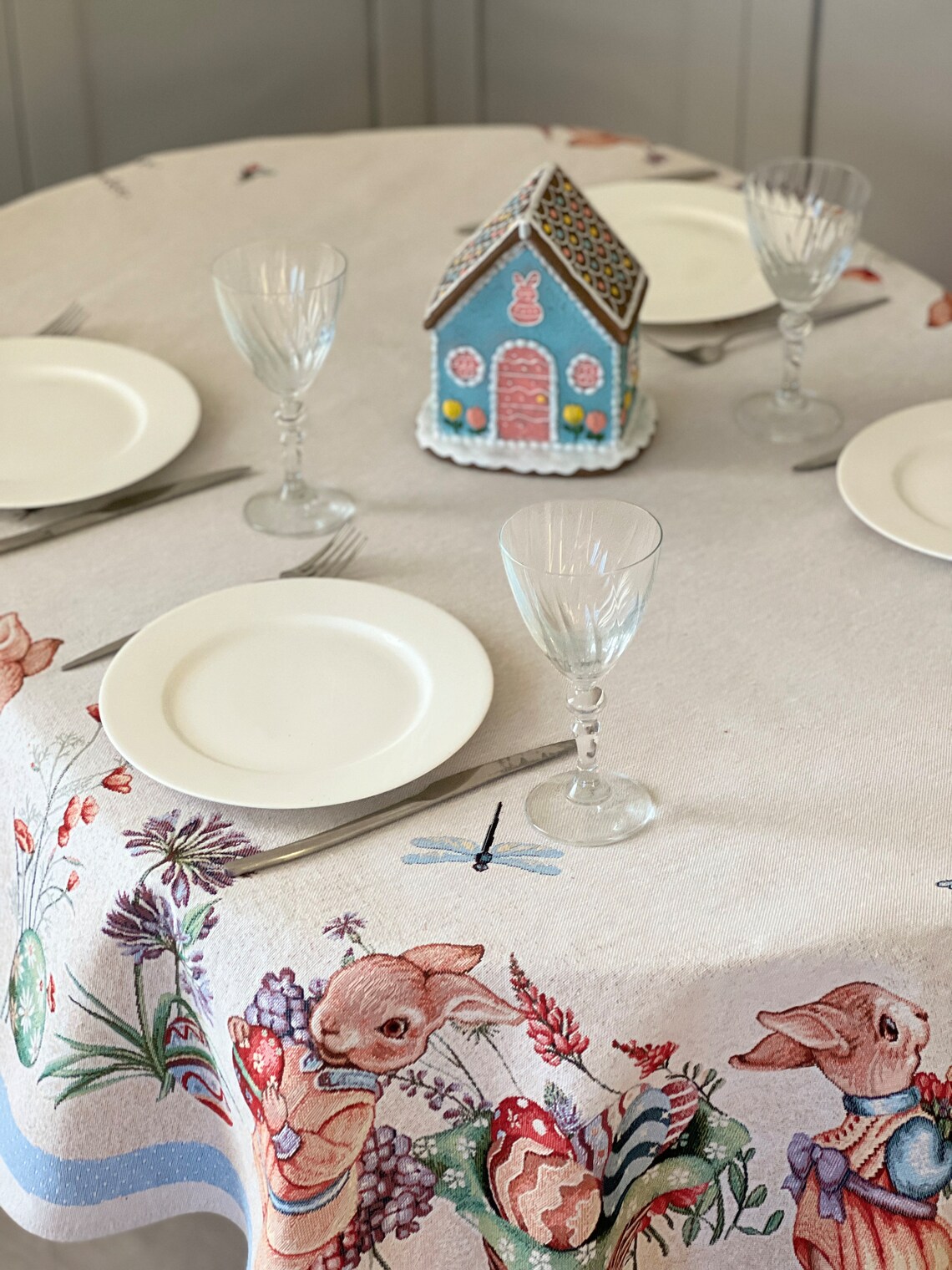 Oval Easter Tablecloth, Easter Home Textile, Festive Spring Table Cloth ...