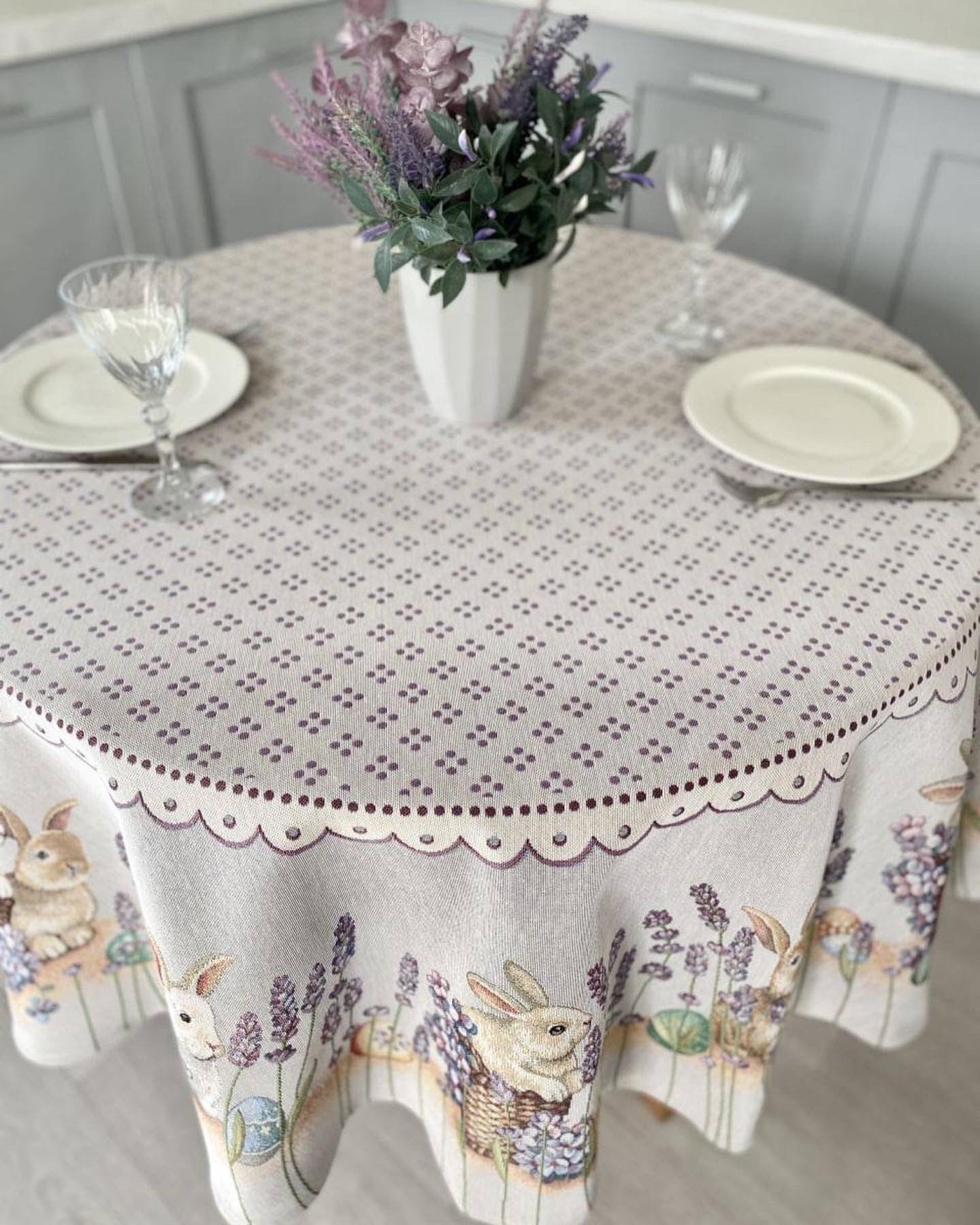 Easter Tablecloths, Easter Textile, Easter Tablecloth With Eggs Bunny ...