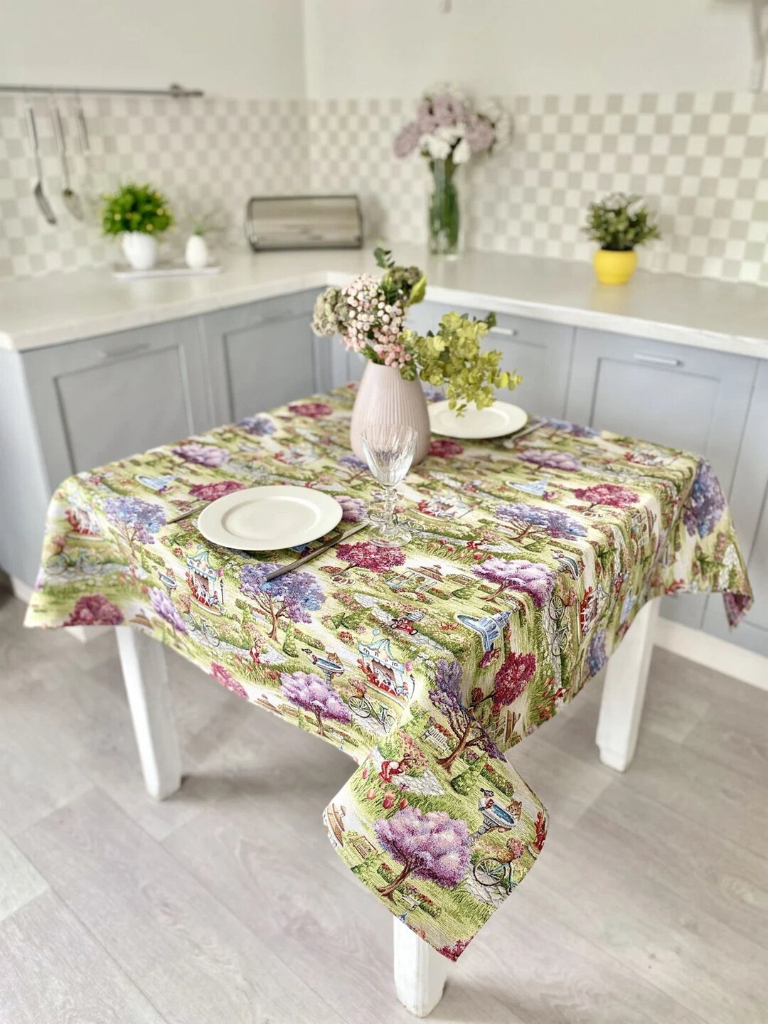 Lake House Tablecloth, Big Dining Table Cover, Decorative Tablecloth ...