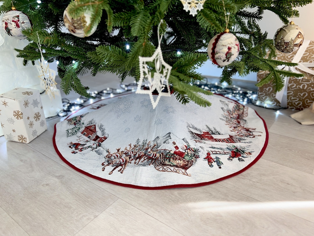 Santa & Reindeer Decor Christmas Tree Skirt Christmas - Etsy
