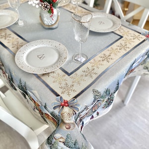 Winter Tablecloth for Christmas, Decorative Christmas Tablecloth ...