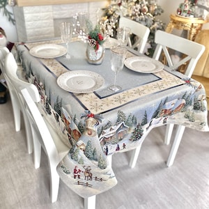 Winter Tablecloth for Christmas, Decorative Christmas Tablecloth ...