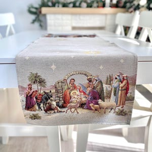 Holy Night Tablecloth, Religious Scene, Christmas Nativity, Decorations ...