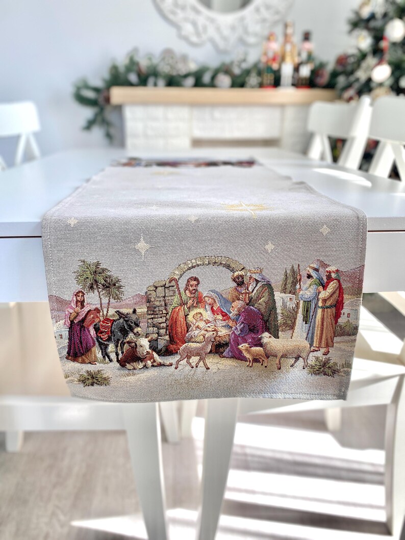 Holy Night Tablecloth, Religious Scene, Christmas Nativity, Decorations ...