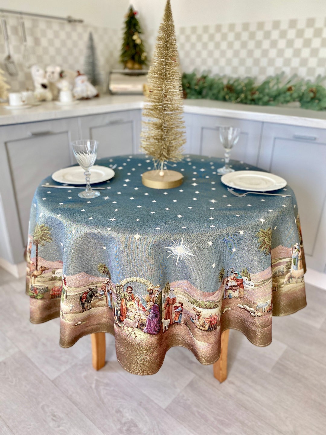Nativity Scene Tablecloth Winter Holidays Dining Table - Etsy