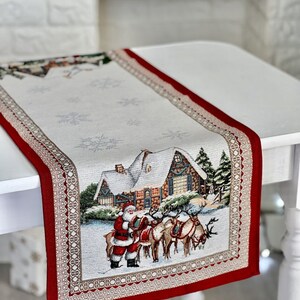 Santa Table Runner, Decorative Table Runner, Winter Table Runner ...