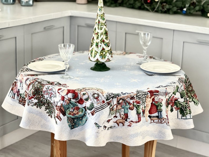 Nativity Scene Tablecloth, Winter Holidays Dining Table Decoration ...